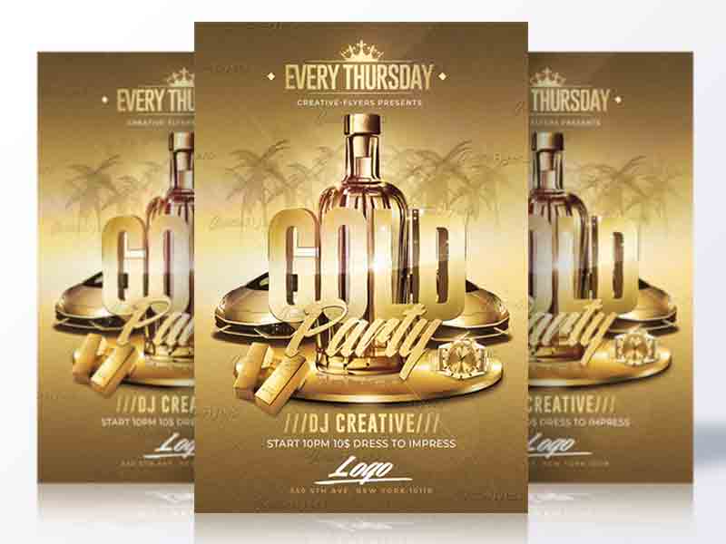 Download Gold Party Psd Flyer Templates - Creative Flyers
