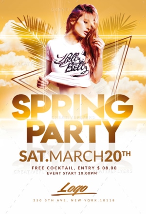 Spring Break Vintage Flyer Psd Template - CreativeFlyers