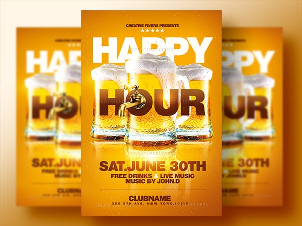 Happy Hour Flyer template | Photoshop Psd - Creative flyers