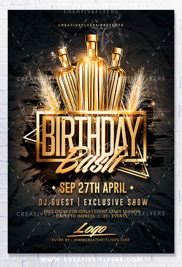 Psd Birthday Bash Invitation