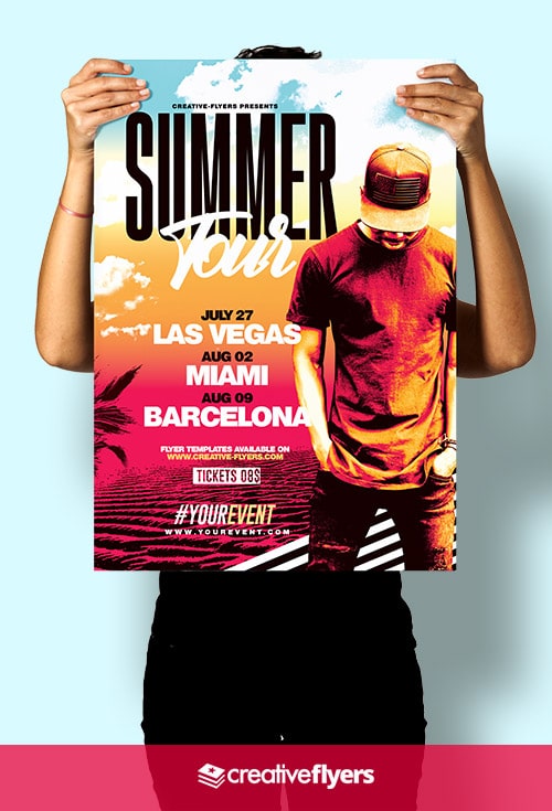 Summer Tour Poster Template for Photoshop - Creative Flyers