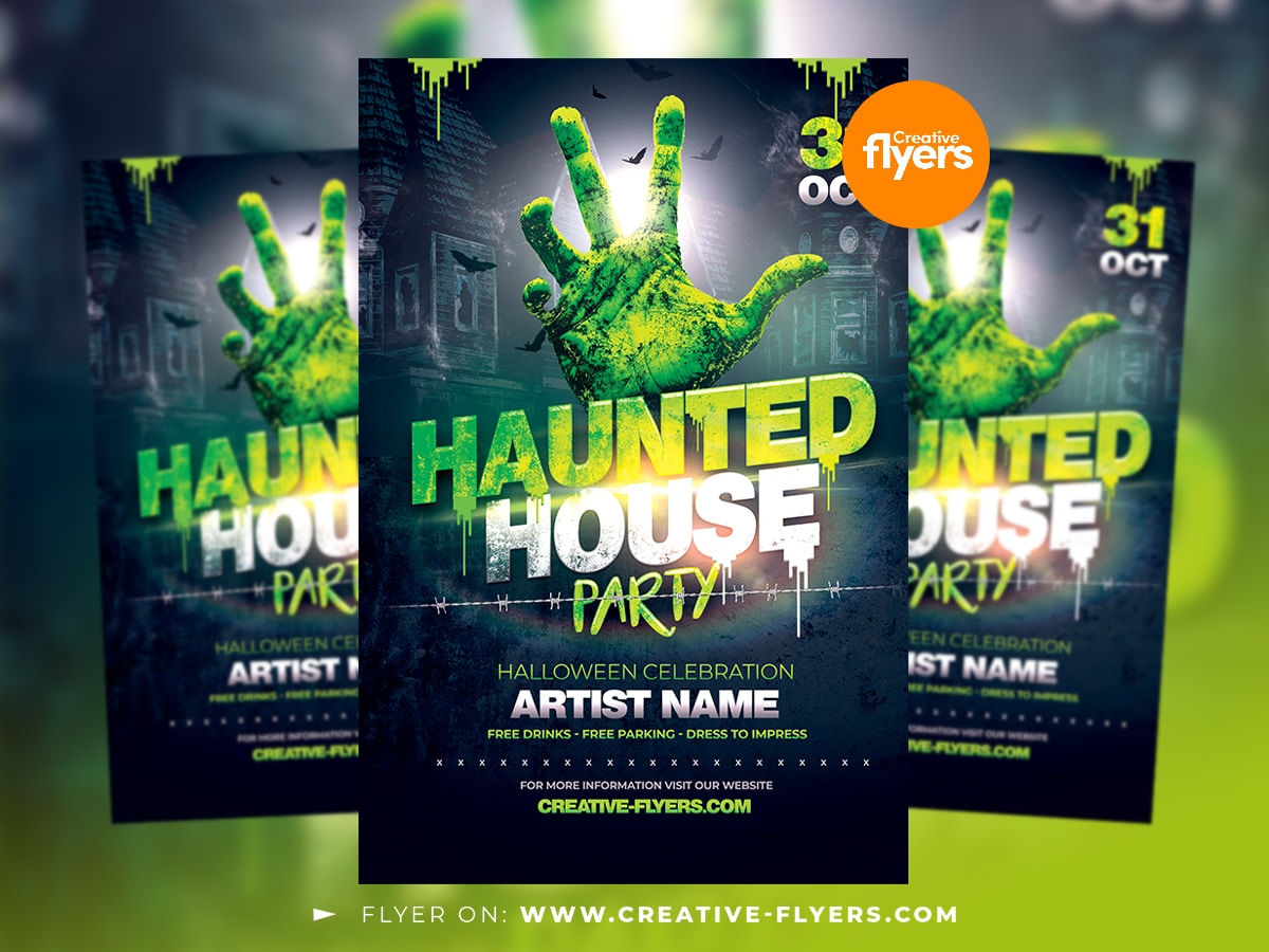 Haunted House Party Flyer Template - CreativeFlyers