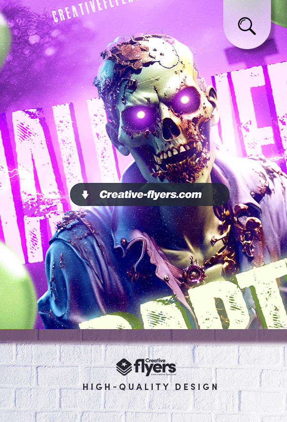 Halloween Zombie Party Poster to Download - Creative Flyers