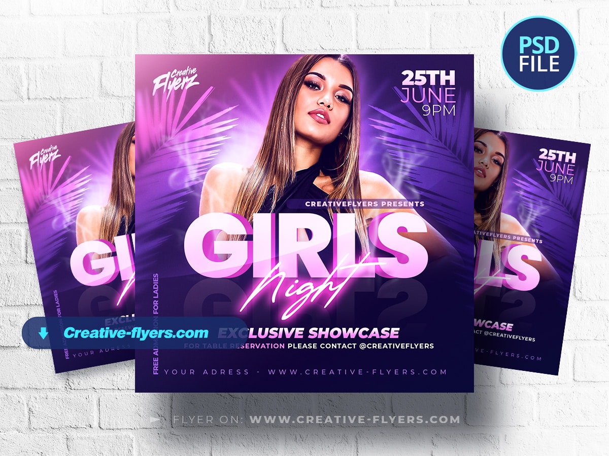 Girls Party Flyer Psd, Photoshop Files - CreativeFlyers