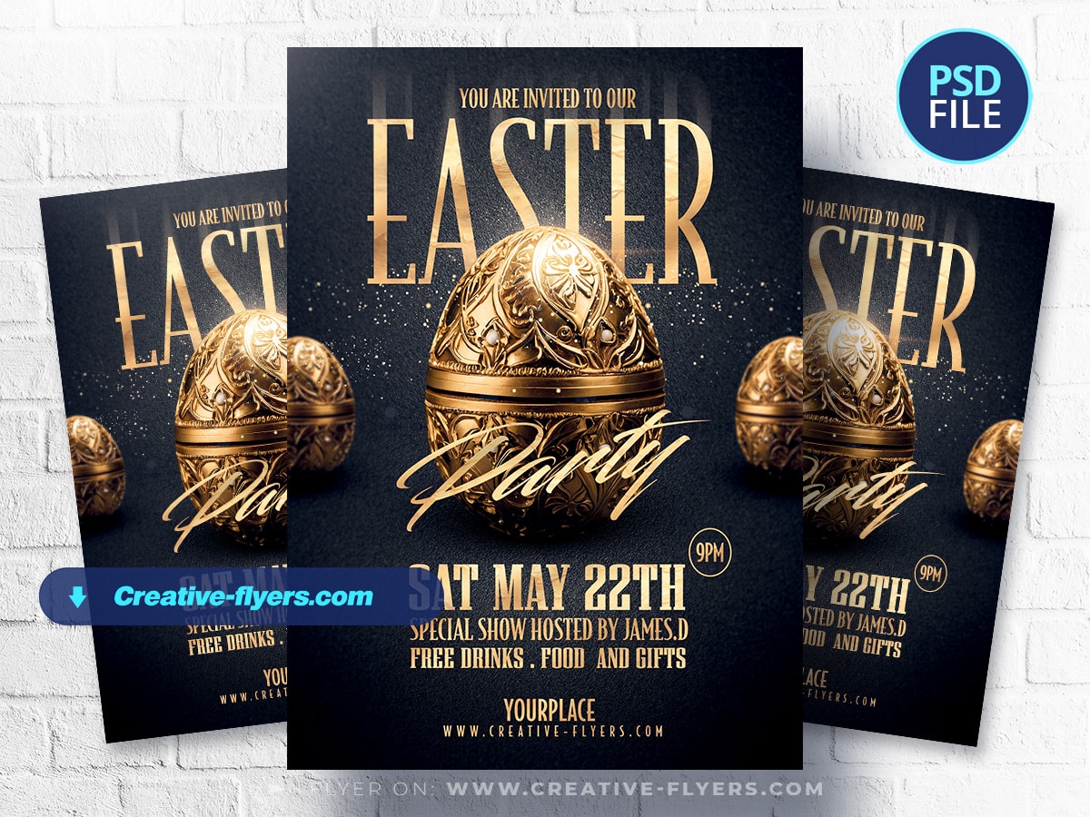 Elegant Easter Flyer Design for Photoshop - Creative Flyers