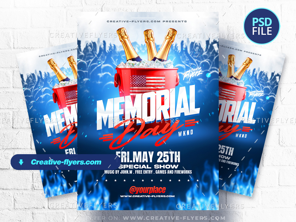 Memorial Day Party Flyer Template to Download - Creative Flyers