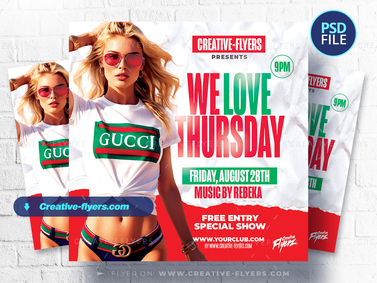 We Love Thursday Party Flyer to Download - Creative Flyers