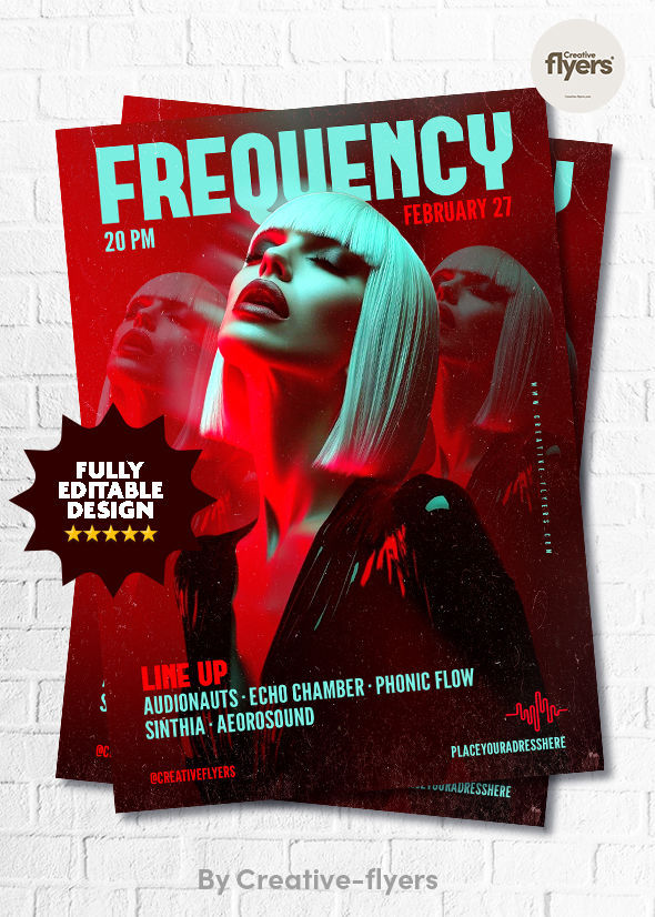 Electro Poster Design with Customizable Layers - Creative Flyers